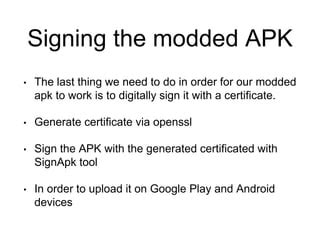 Modifying Android Apps Without Source Codes PPT