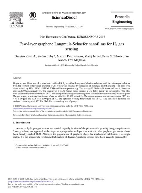 Pdf Few Layer Graphene Langmuir Schaefer Nanofilms For H2 Gas Sensing