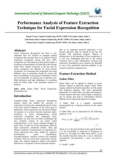 Performance Analysis Of Feature Extraction Technique For Facial