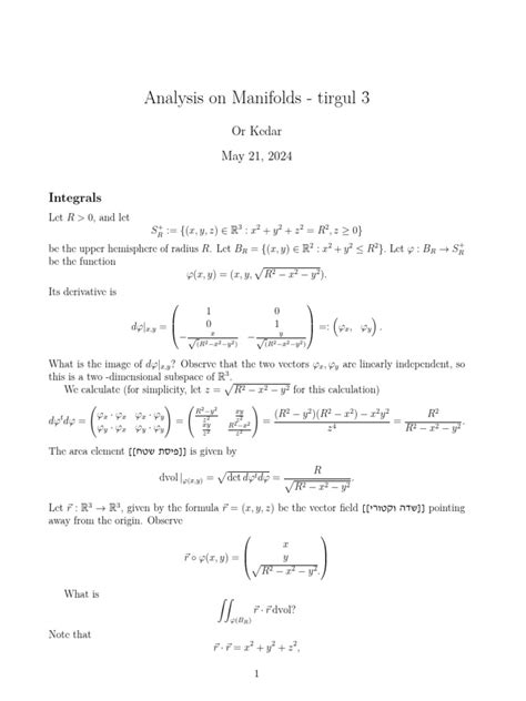Analysis On Manifolds Tirgul 3 Pdf Gradient Differential Geometry