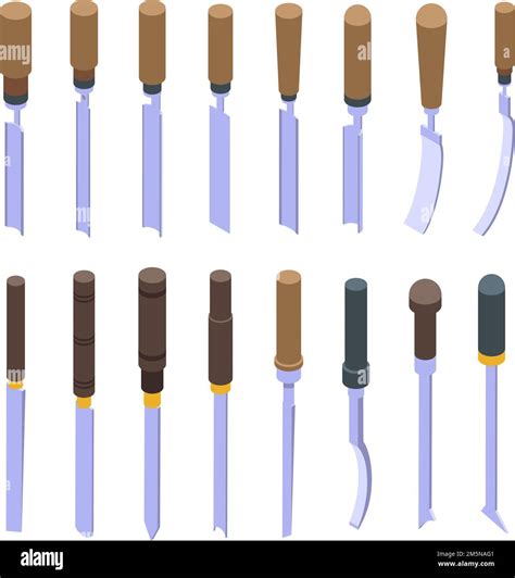 Chisel Icons Set Isometric Set Of Chisel Vector Icons For Web Design Isolated On White
