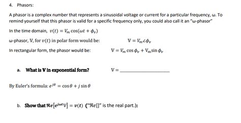 solved 4 phasors a phasor is a complex number that