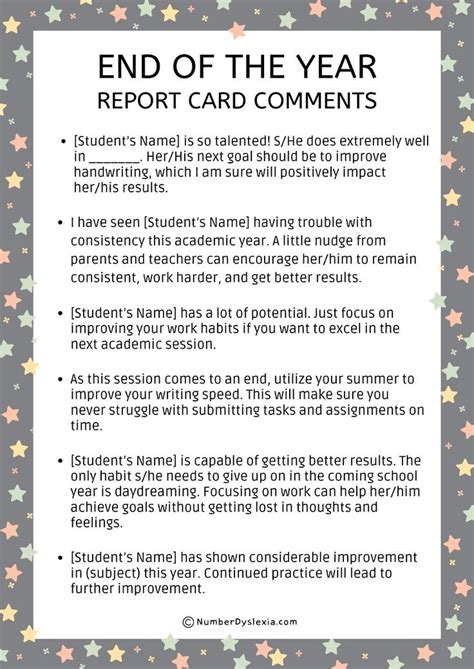 Teachers Toolkit 100 End Of Year Report Card Comments For All Grades In 2024 Report Card
