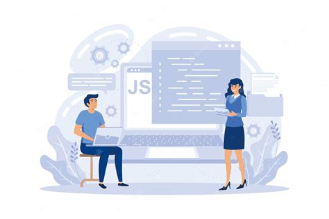 Premium Vector Programmers Using Javascript Programming Language On