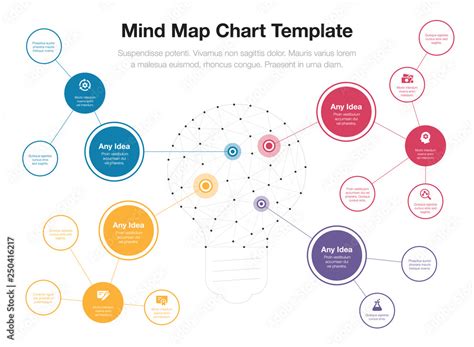 Simple Infographic For Mind Map Visualization Template With Light Bulb