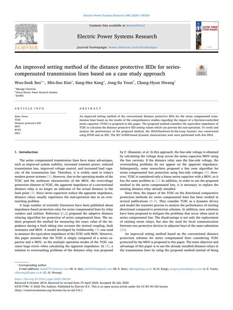 Pdf An Improved Setting Method Of The Distance Protective Ieds For