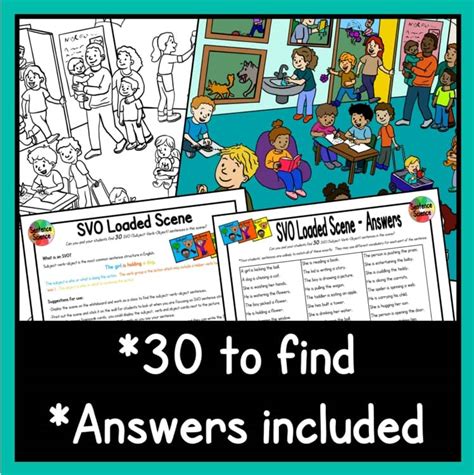 Svo Subject Verb Object Loaded Scene For Teaching Sentence Science Structure