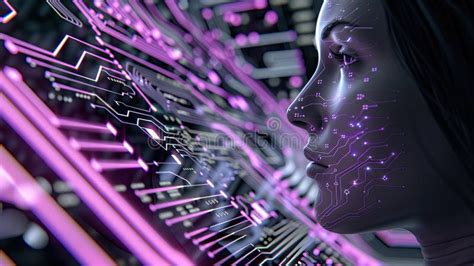 A Digital Profile Of A Female Figure Is Formed By Abstract Circuitry Lines With Glowing Red And