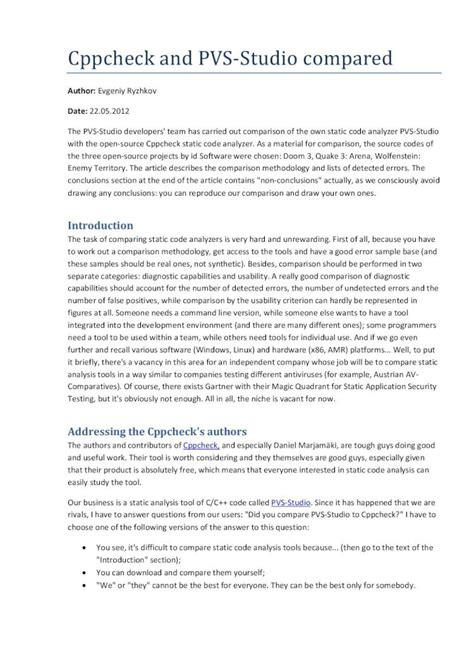 PDF Cppcheck And PVS Studio Compared DOKUMEN TIPS