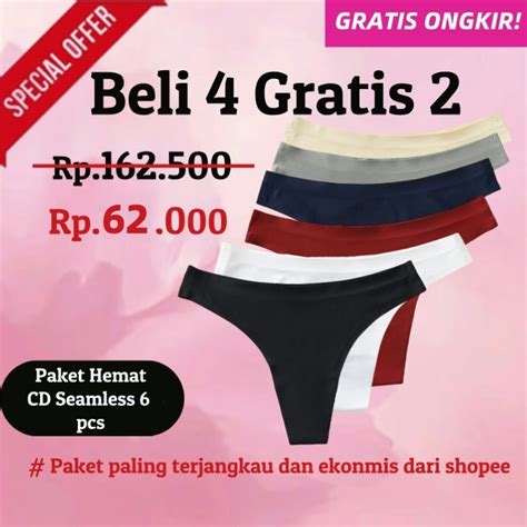 Jual Celana Dalam Wanita Cd Wanita Gstring G String G String Seamless Panty 6pcs Shopee Indonesia