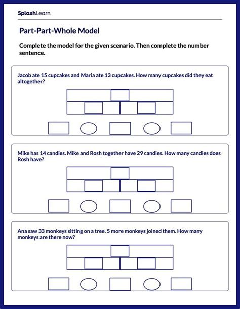 complete the model and number sentence math worksheets splashlearn