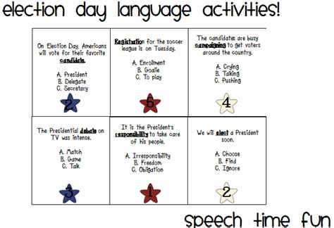 Election Language Activities Speech Time Fun Speech And Language Activities