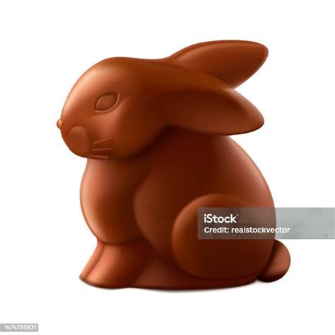 현실적인 초콜릿 부활절 토끼 모형 흰색 배경에 격리된 벡터 그림 3차원 형태에 대한 스톡 벡터 아트 및 기타 이미지 3차원 형태 4월 갈색 Istock