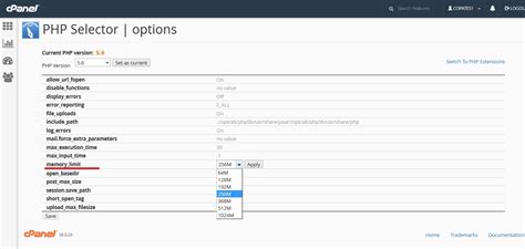 how to increase php memory limit in cpanel copahost