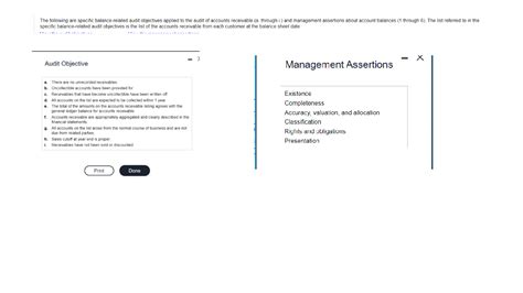 Solved Specific Balance Related Audit Objectives Is The List