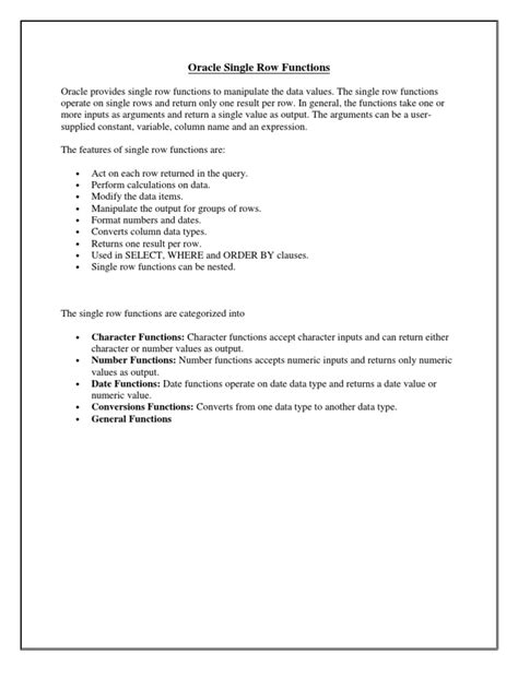 Oracle Single Row Functions Pdf String Computer Science Byte