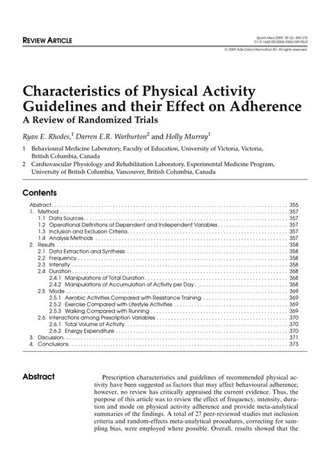 Pdf Characteristics Of Physical Activity Guidelines And Their Effect