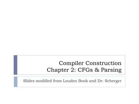 Pdf Compiler Construction Chapter 2 Cfgs And