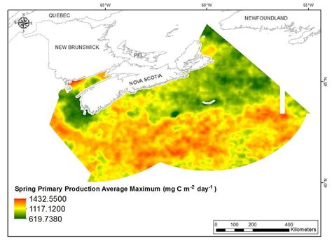 Interpolated Prediction Surface Of Spring Primary Production Average
