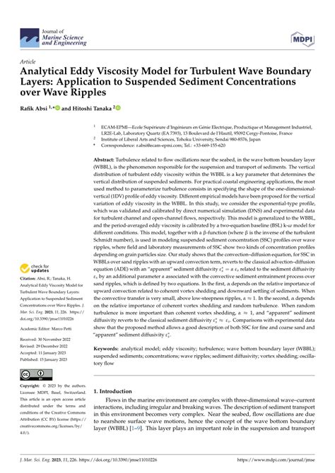 (PDF) Analytical Eddy Viscosity Model for Turbulent Wave Boundary ...