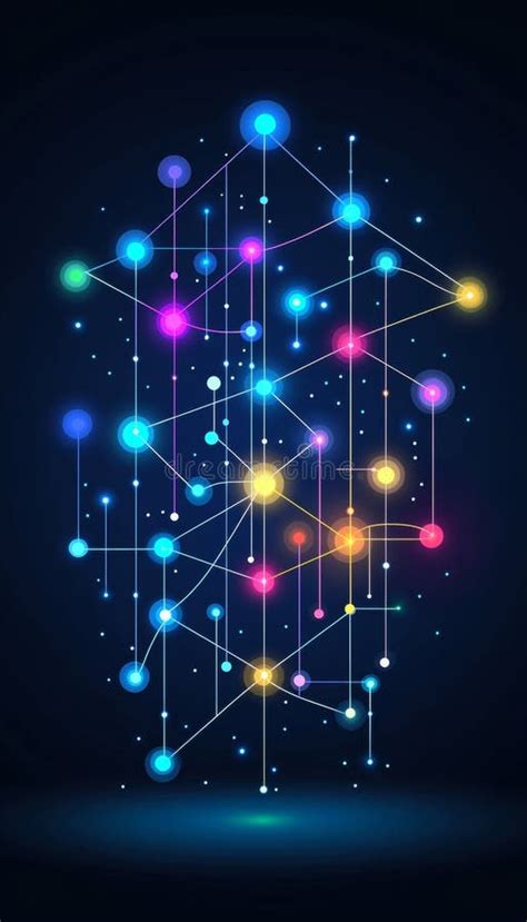 Abstract Luminous Network Glowing Nodes And Connections Form Intricate Structure On Dark