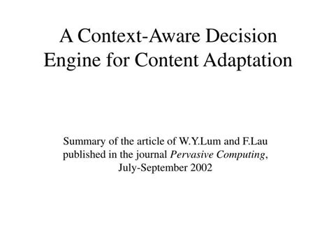 ppt a context aware decision engine for content adaptation powerpoint