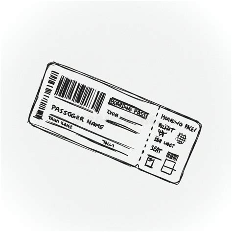 Black And White Sketch Of An Airplane Boarding Pass Contains Spaces