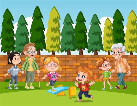 Free Vector People With Different Gender Age And Race At The Park