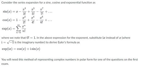 solved consider the series expansion for a sine ﻿cosine and