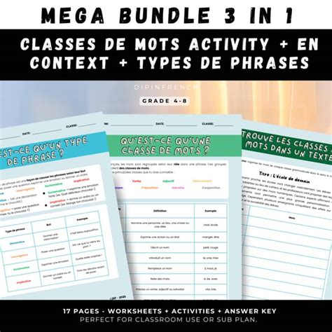 3 In 1 Grammar Bundle Word Classes And Sentence Types Gr 48 Immersion