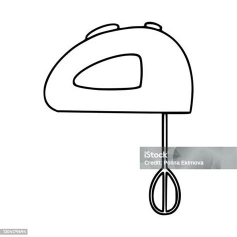 낙서 스타일의 전기 믹서 음식을 자르고 케이크를 만들기위한 주방 기기 흰색 배경의 벡터 아이콘입니다 가정 주방에 대한 스톡 벡터 아트 및 기타 이미지 Istock