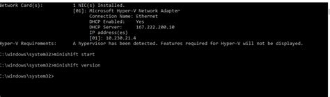 minishift version command itself just ending without any information