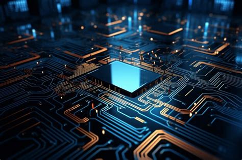 Premium Photo Futuristic Microchip Processor With Lights On The Blue
