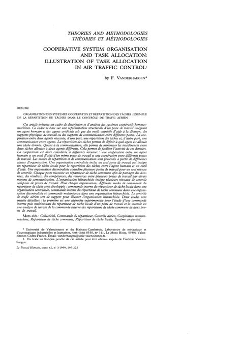 Pdf Cooperative System Organisation And Task Allocation Illustration