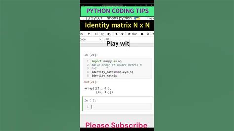 python matrix how to print identity matrix coding youtubeshorts