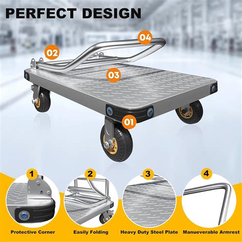 Carro De Plataforma Plegable Para Carrito De Empuje Plataforma Móvil De 1500 Libras Ruedas