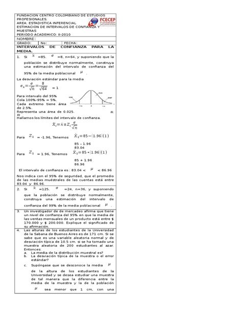 Taller Estimacion De Parametros Pdf Intervalo De Confianza