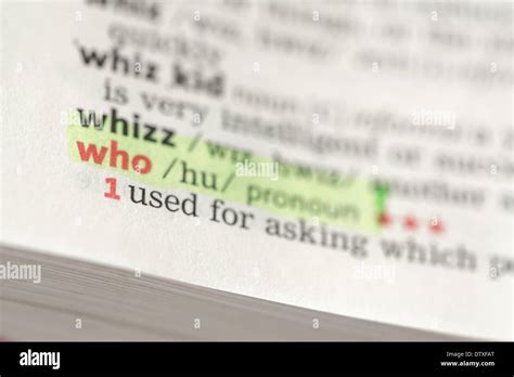 Highlighted Definition Of Who Stock Photo Alamy