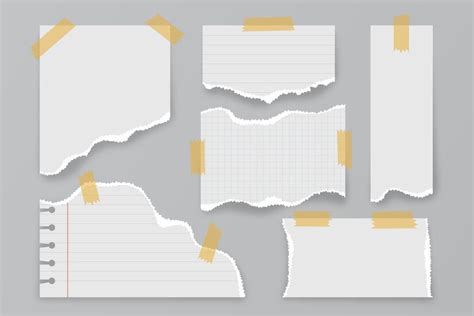 테이프로 찢어진 된 종이 컬렉션 무료 벡터