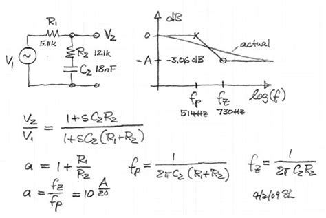 calculating the resistors capacitor values for pole zero low pass