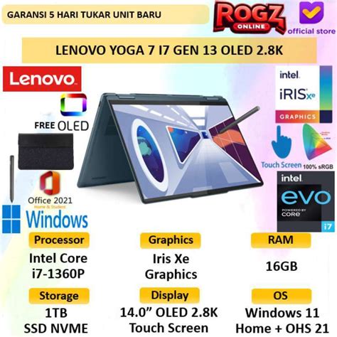 Promo Lenovo Yoga In Evo I Gen P Gb Tb Ssd W Ohs Oled K Diskon Di Seller