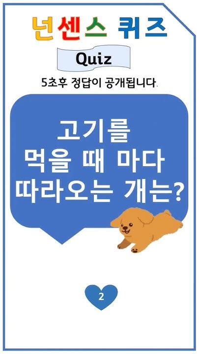 고기를 먹을 때 마다 따라오는 개는 넌센스 퀴즈 Youtube