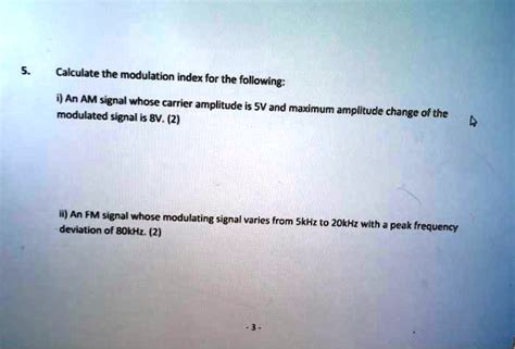 5 Calculate The Modulation Index For The Following I An Am Signal