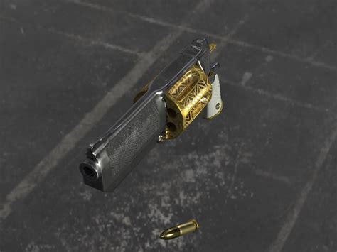 revólver dourado modelo 3d 7 ma obj unknown ige pwc dxf dwg