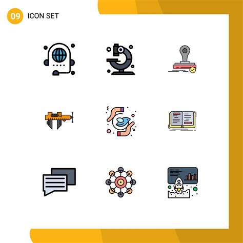 9 Universal Filledline Flat Colors Set For Web And Mobile Applications Scale Micrometer Science