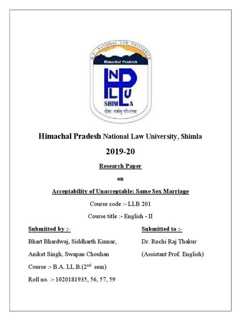 Acceptability Of Unacceptable Same Sex Marriage Pdf Homosexuality