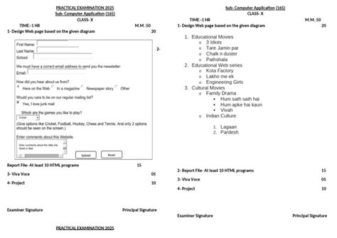 Class 10 Practical 2025 Computer Paper Pdf