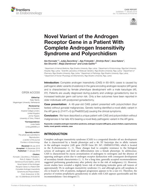 Pdf Novel Variant Of The Androgen Receptor Gene In A Patient With