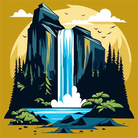 Wasserfall Illustration Premium Ki Generierter Vektor