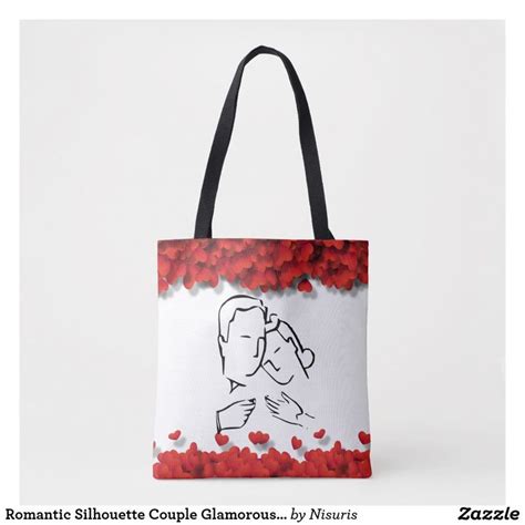 Romantic Silhouette Couple Glamorous Hearths Tote Bag Tote Bag